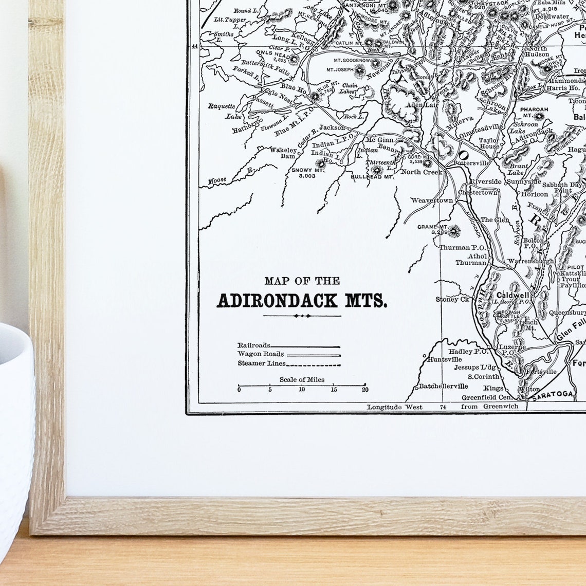 Adirondack Mountains Map Art - Etsy