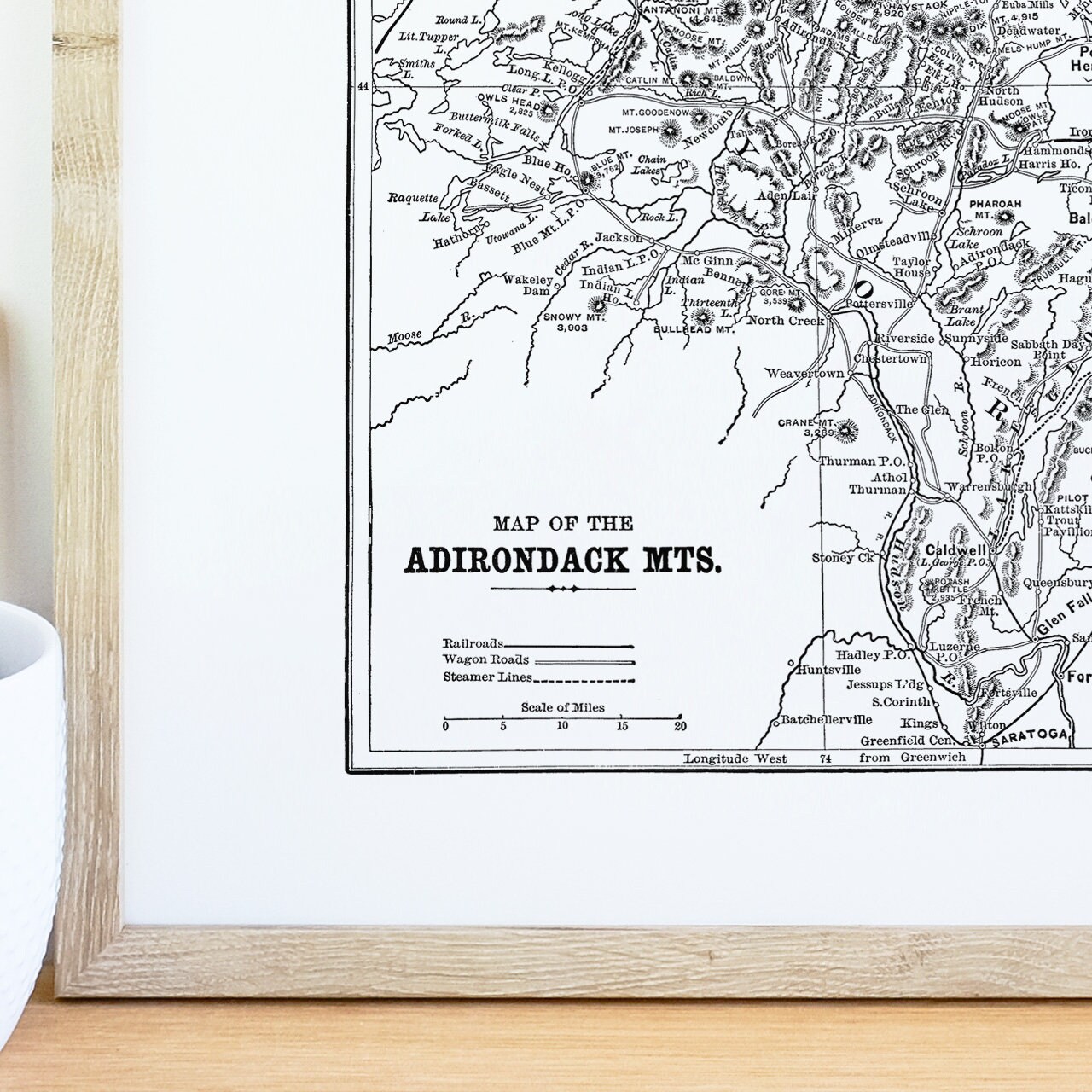 Adirondack Mountains Map Art - Etsy