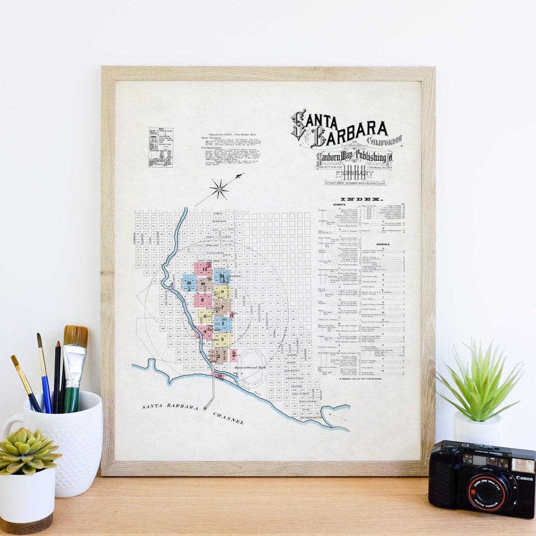 Santa Barbara California Map Art - Etsy