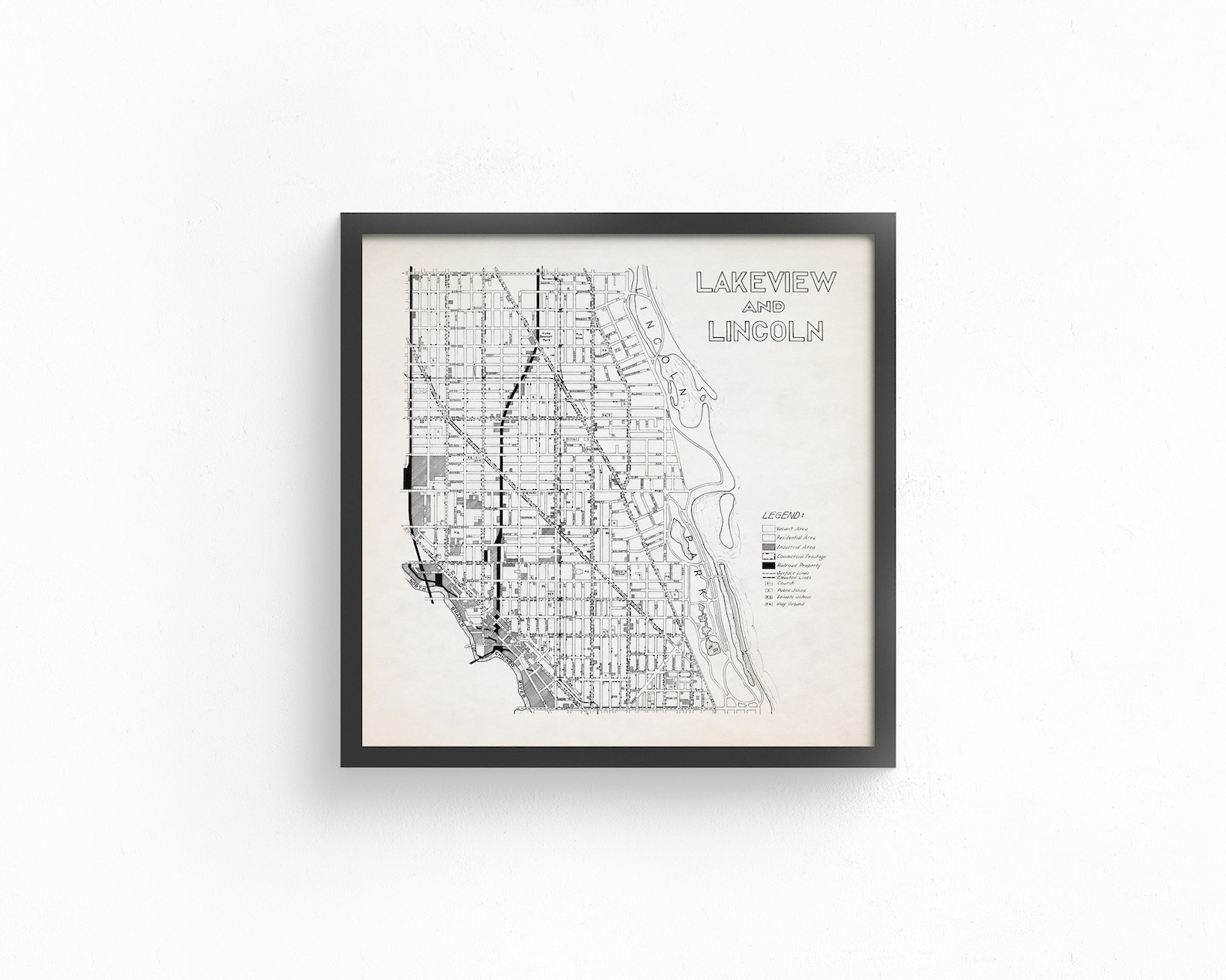 Lakeview & Lincoln Park Chicago Map - Etsy