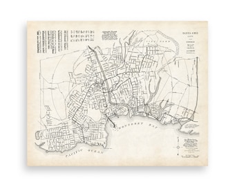 Santa Cruz Surfing Map | Etsy