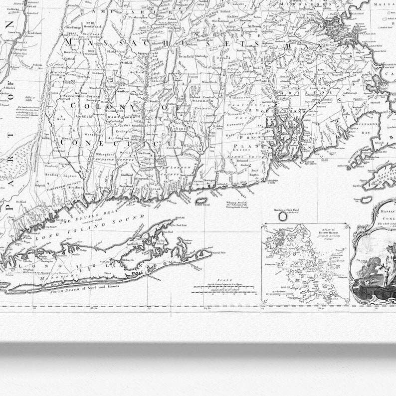 Vintage New England Map Art - Etsy