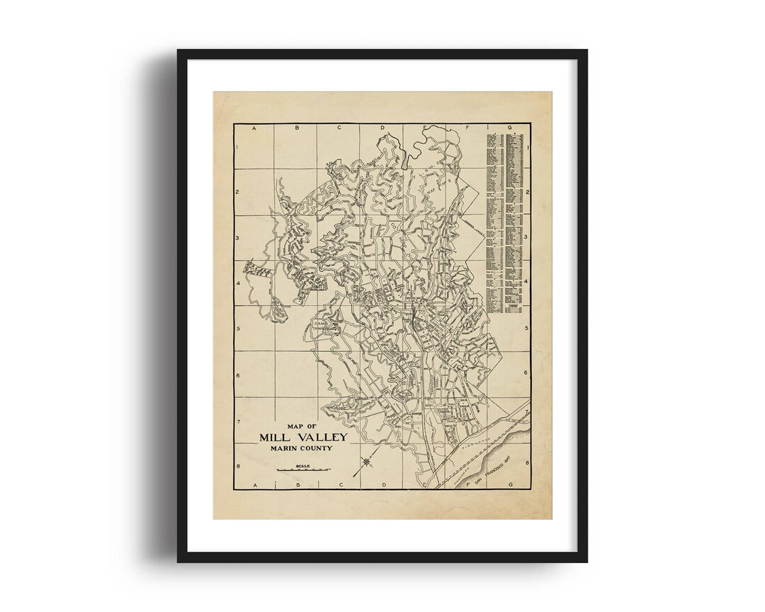 Mill Valley, California Map Art - Etsy