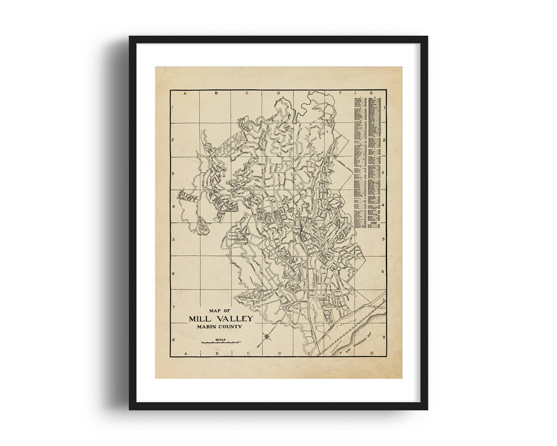 Mill Valley, California Map Art - Etsy