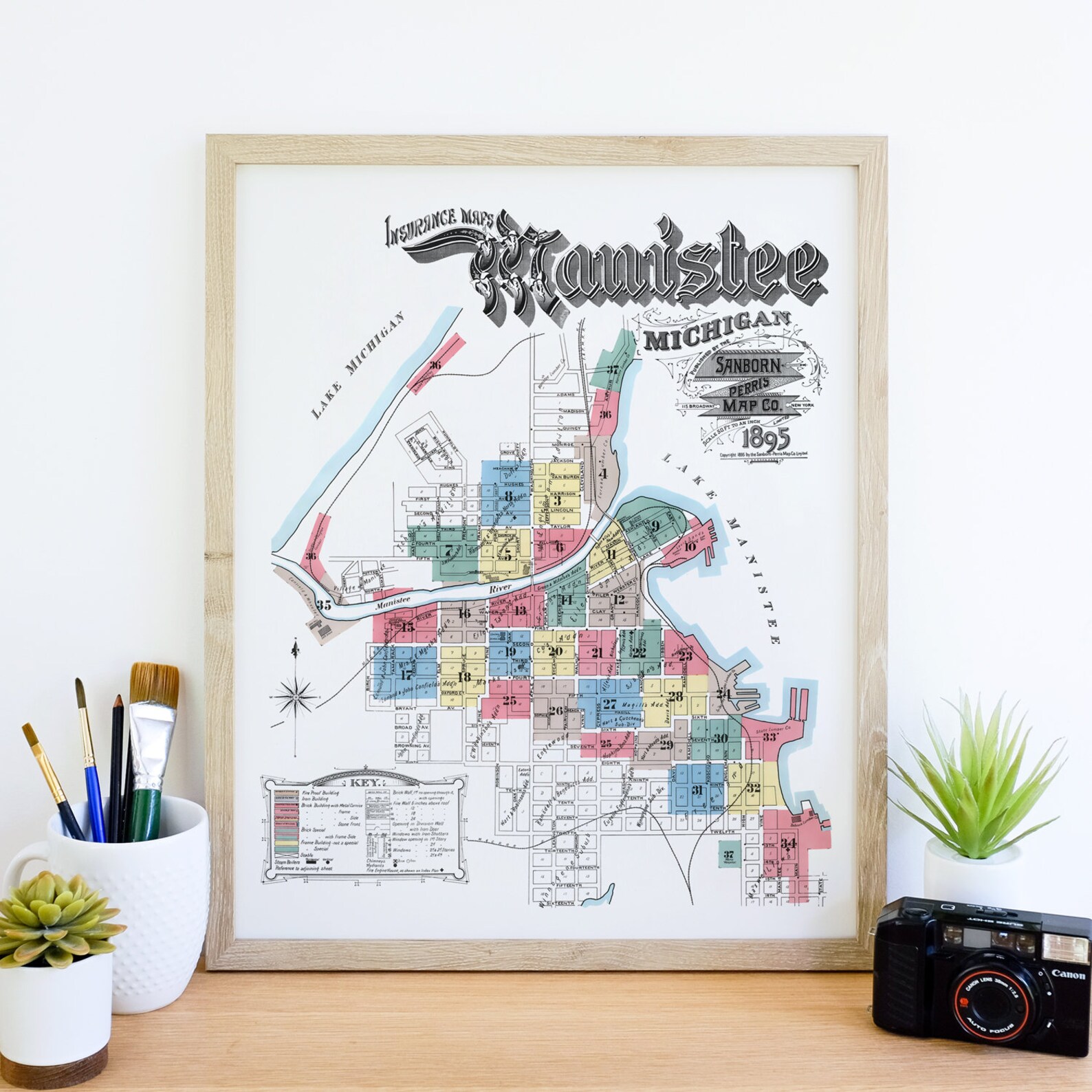 Manistee Michigan Map Art Print - Etsy
