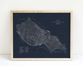 Santa Cruz Surfing Map | Etsy