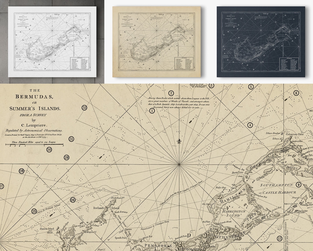 Bermuda Shipwreck Map Art - Etsy