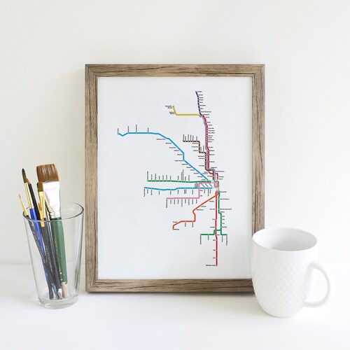 PRINTABLE Chicago CTA Map Chicago Train Map Chicago Wall - Etsy