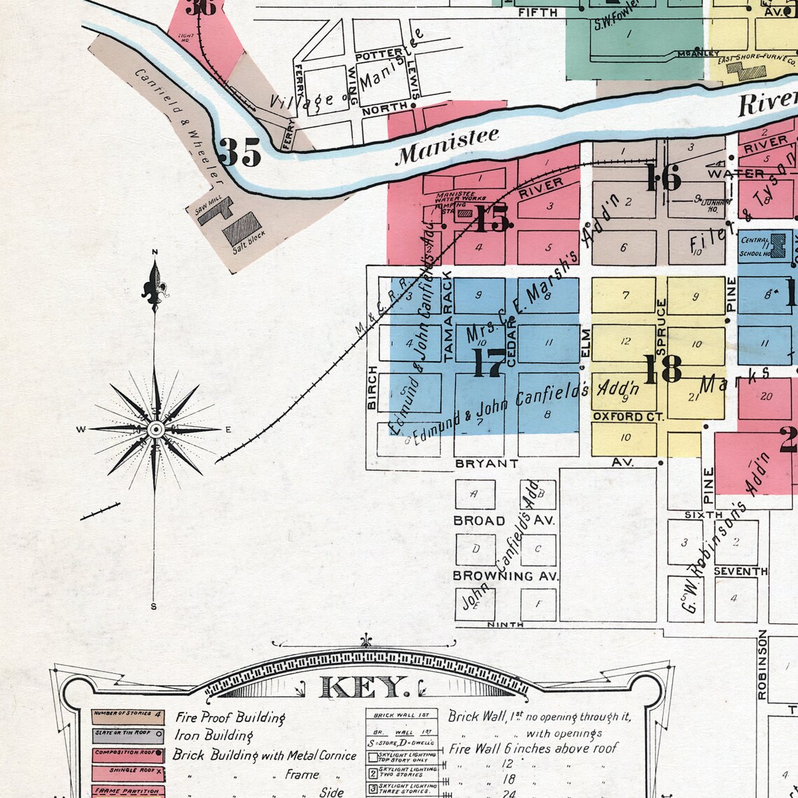 Manistee Michigan Map Art Print | Etsy