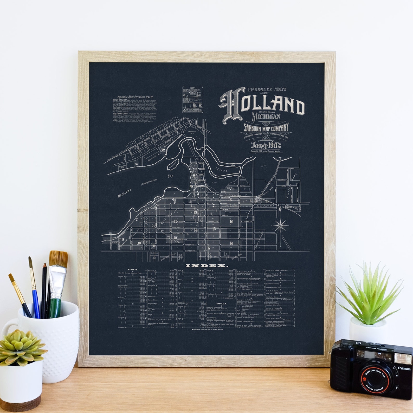 Holland Michigan Map Art - Etsy
