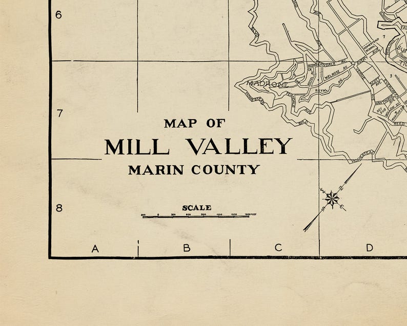 Mill Valley, California Map Art - Etsy