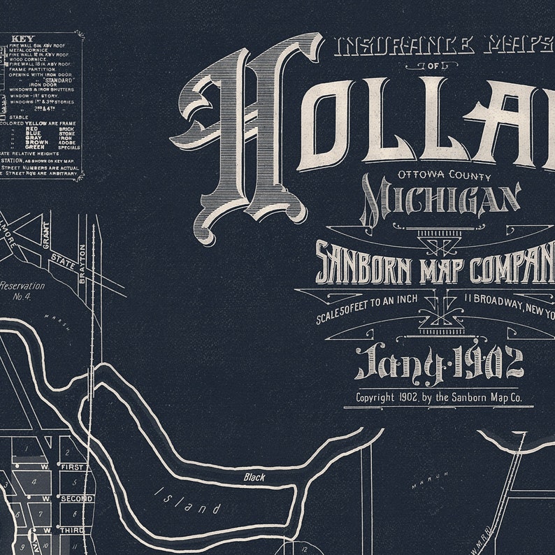 Holland Michigan Map Art - Etsy