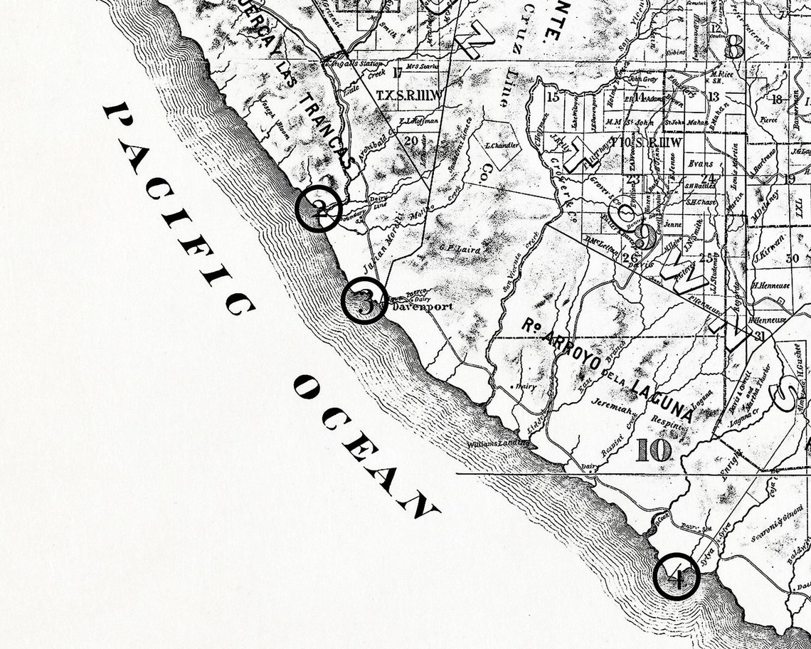 Santa Cruz Surfing Map - Etsy