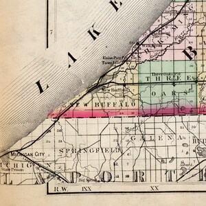 Vintage Berrien County Michigan Map Art - Etsy
