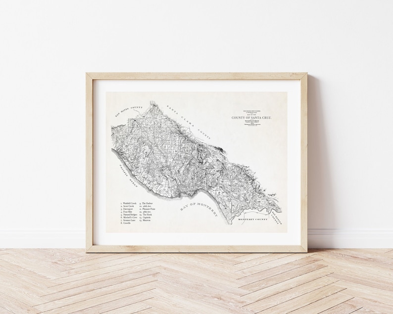 Santa Cruz Surfing Map - Etsy