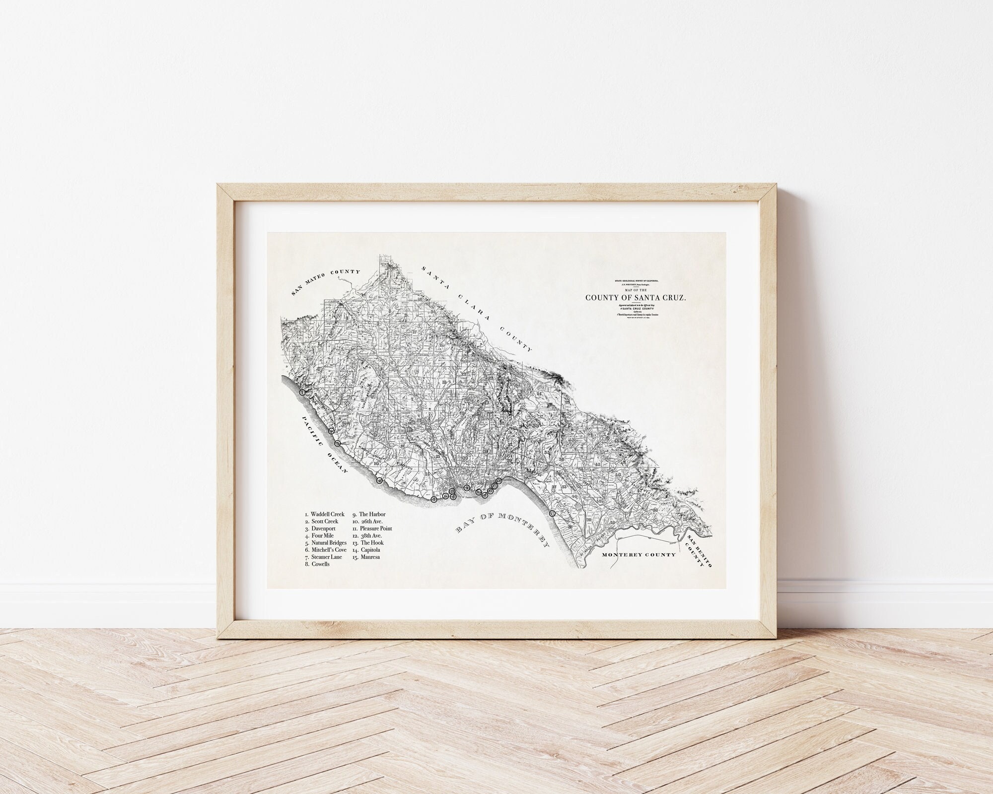 Santa Cruz Surfing Map - Etsy