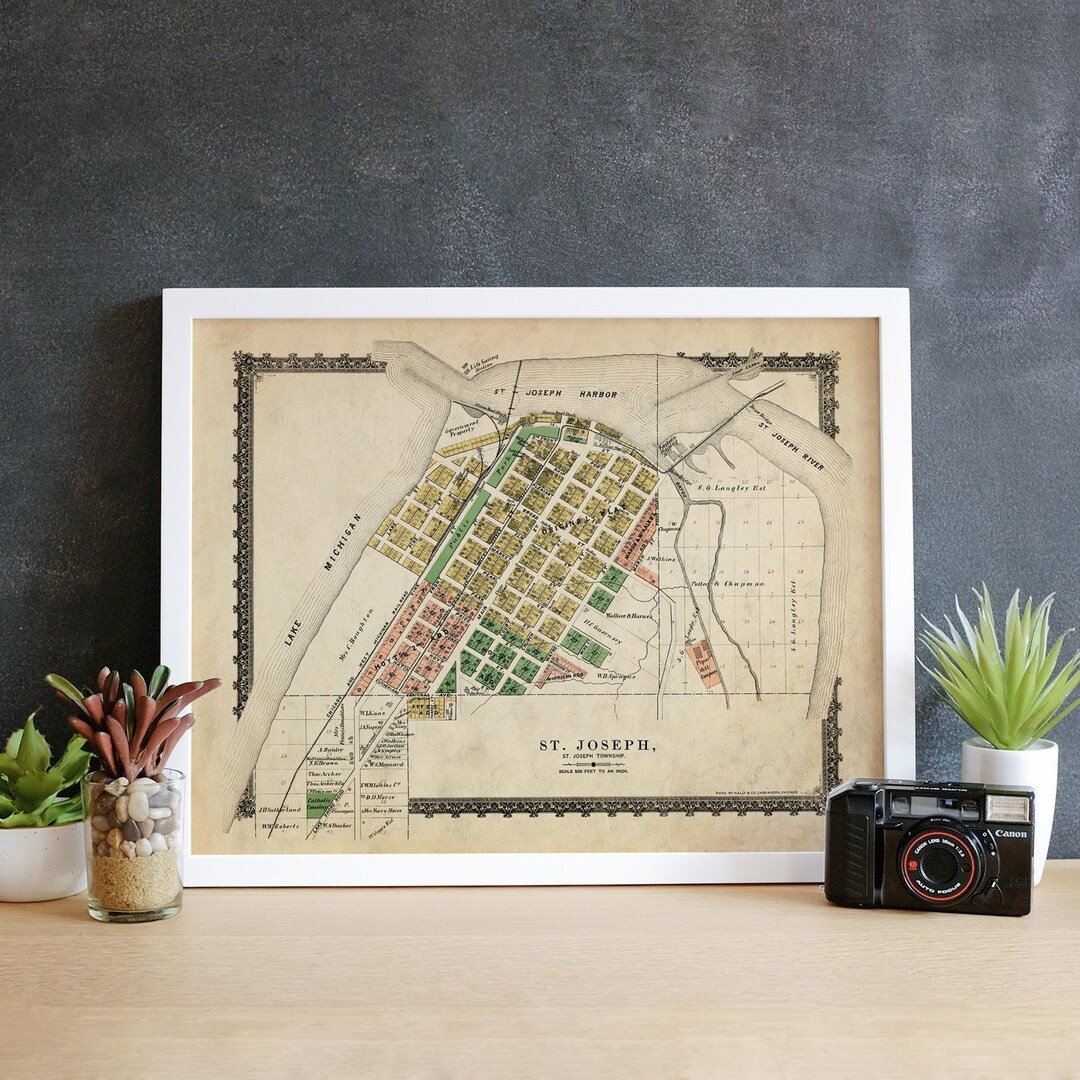 St Joseph Michigan Map - Etsy