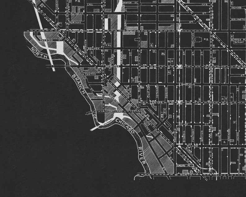 Lakeview & Lincoln Park Chicago Map - Etsy