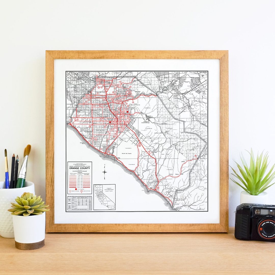 Orange County California Map Art - Etsy