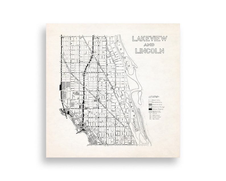 Lakeview & Lincoln Park Chicago Map - Etsy