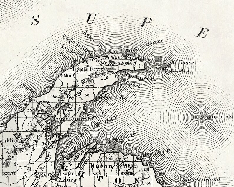 Upper Michigan Map Art - Etsy