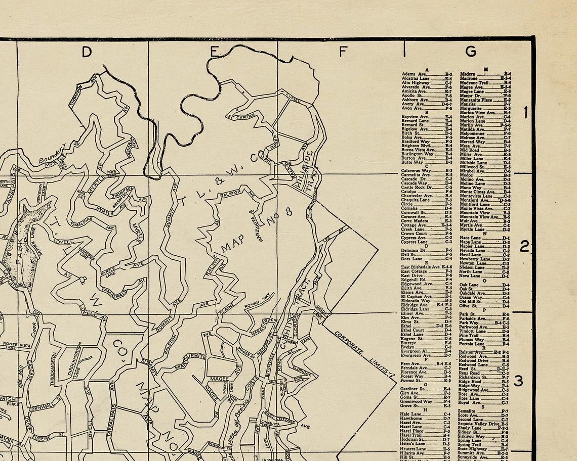Mill Valley California Map Art - Etsy