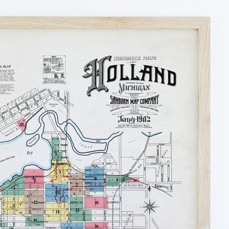 Vintage Holland Michigan Map | Etsy