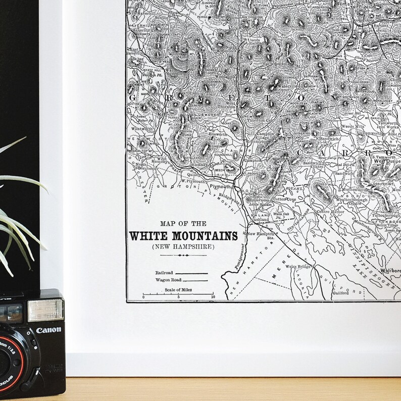 White Mountains Map Art - Etsy