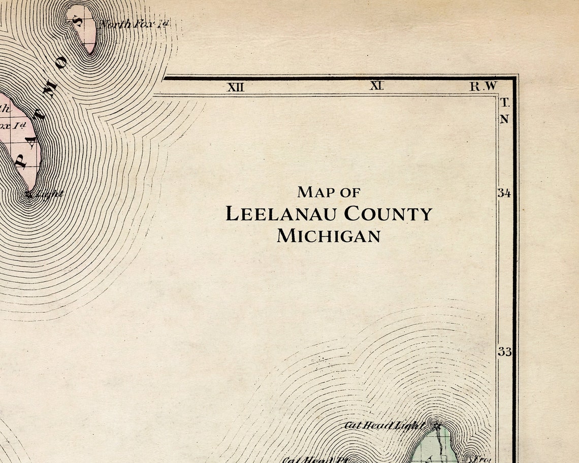 Vintage Leelanau County Michigan Map - Etsy