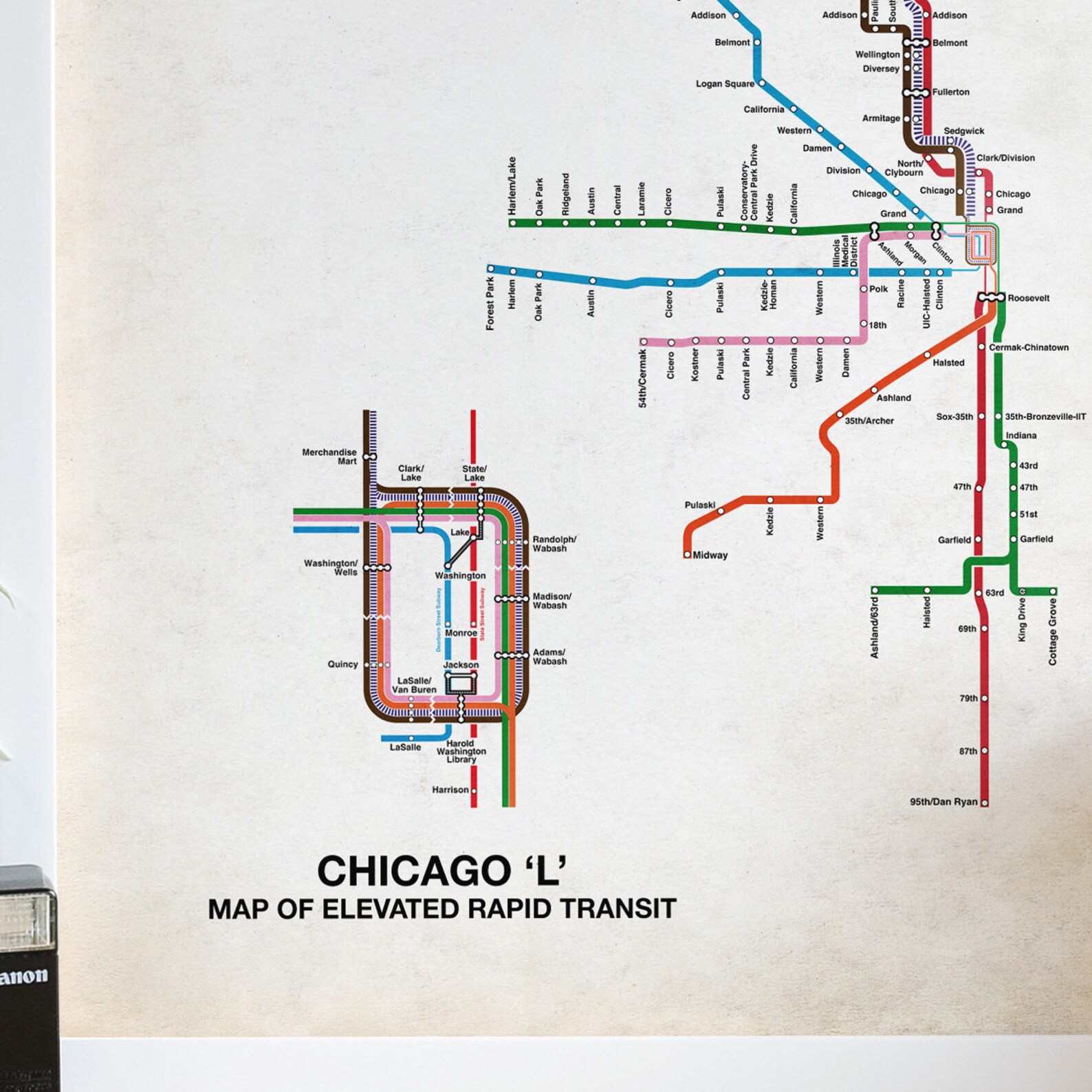 Chicago CTA Map CTA Art Print CTA Poster Chicago Wall Art | Etsy
