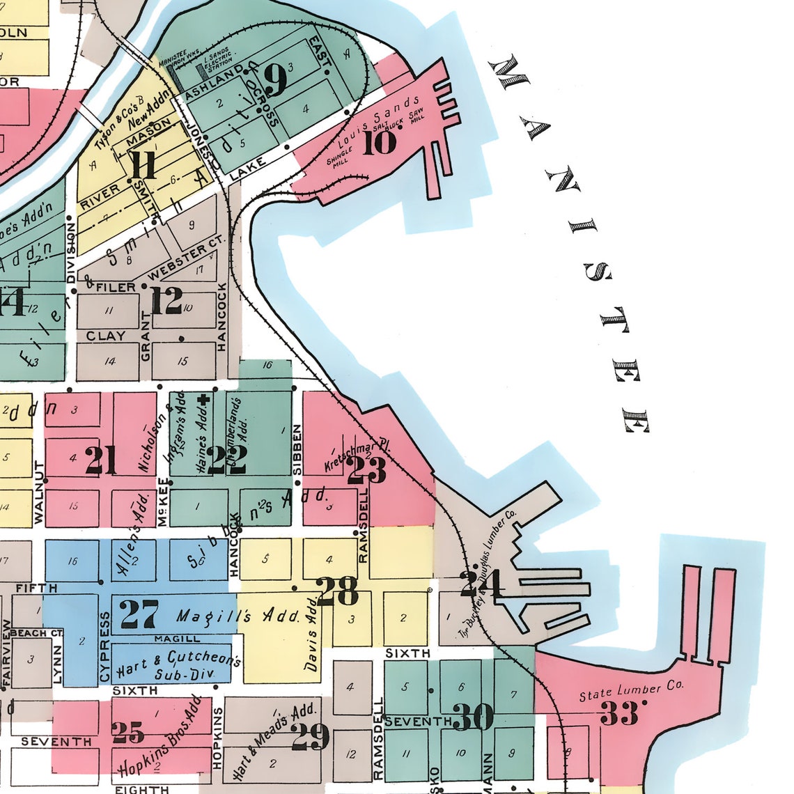 Manistee Michigan Map Art Print - Etsy