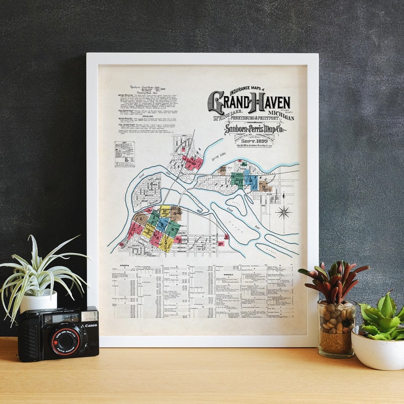 Grand Haven Michigan Map - Etsy