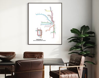 CTA Rail System Map Poster Features All Lines: Red, Orange, Blue ...