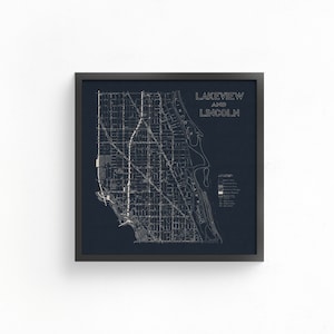 Lakeview & Lincoln Park Chicago Map - Etsy