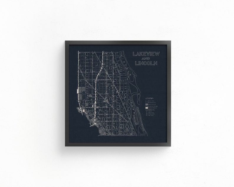 Lakeview & Lincoln Park Chicago Map - Etsy