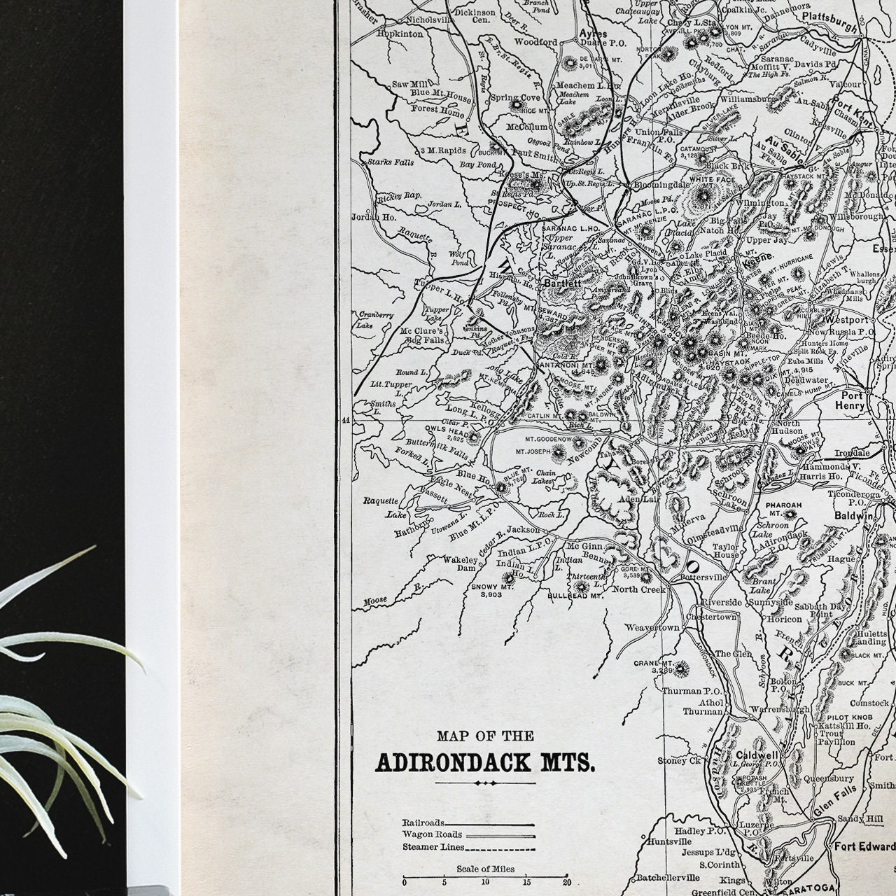 Adirondack Mountains Map Art - Etsy