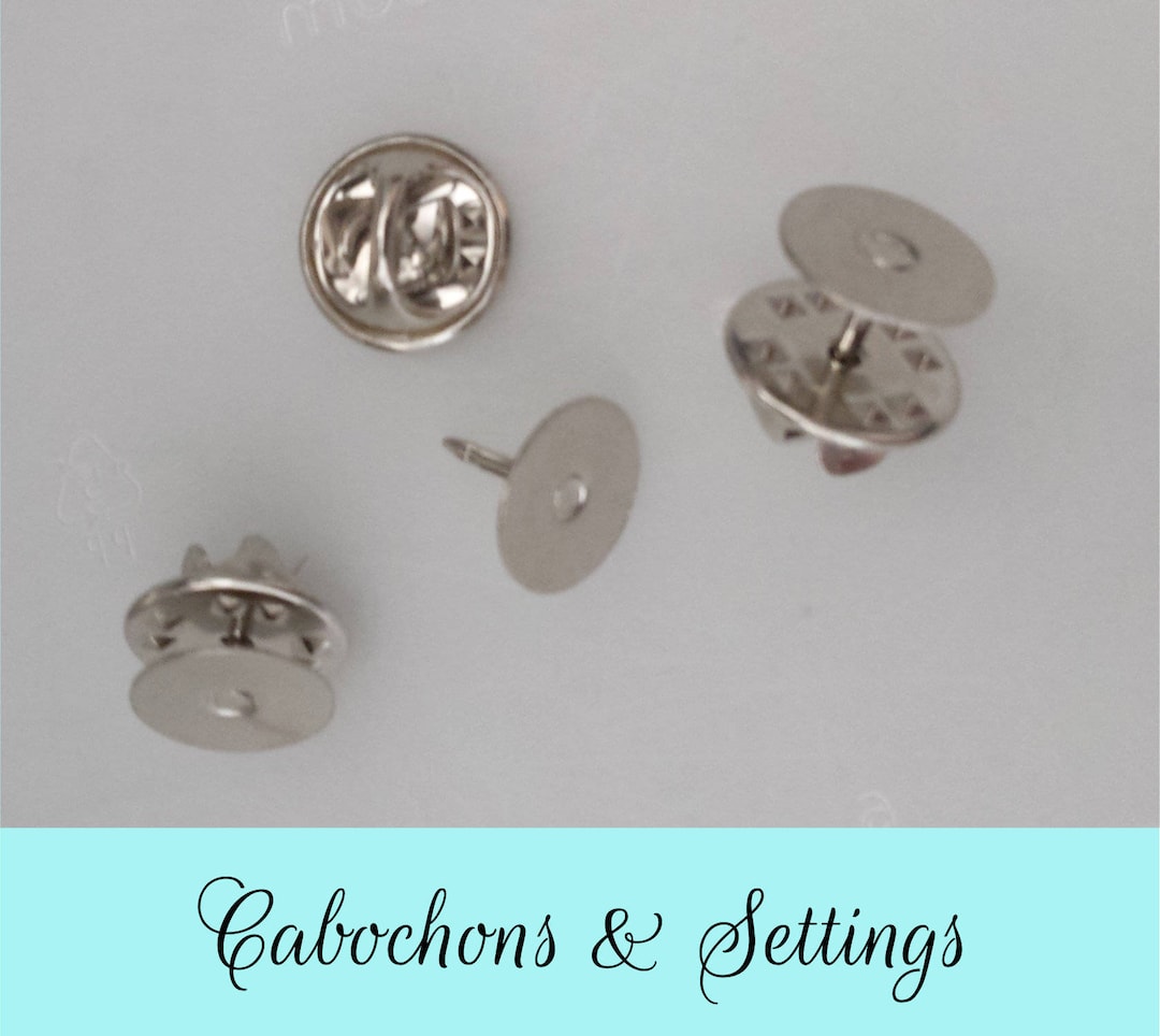 10 or 50 X 4mm Pad Silver Lapel Pins Findings for Cabochons AUSTRALIA ...