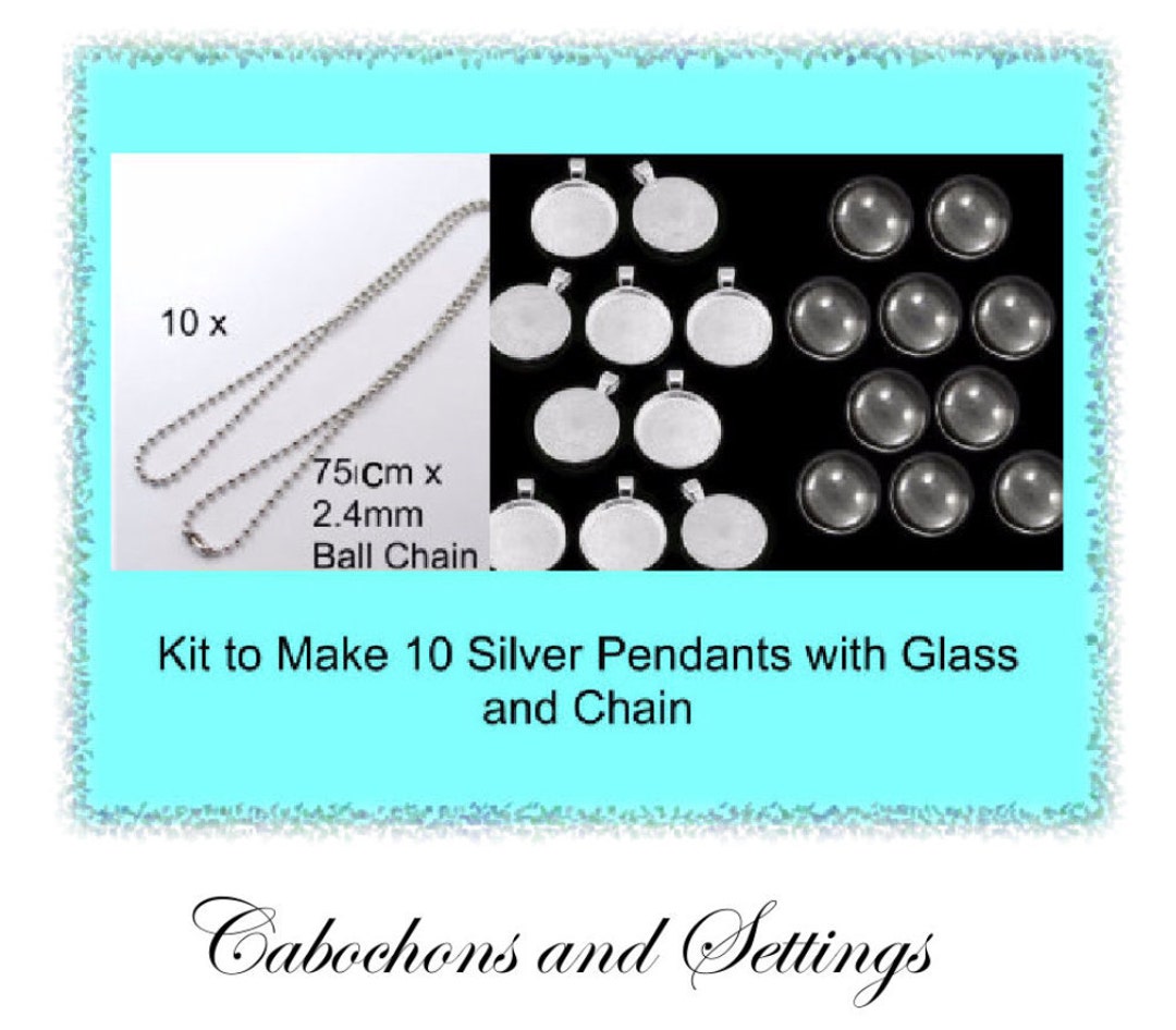 25mm Glass Pendant Kit - 10 Kit - With Glue & Glaze Options - Etsy