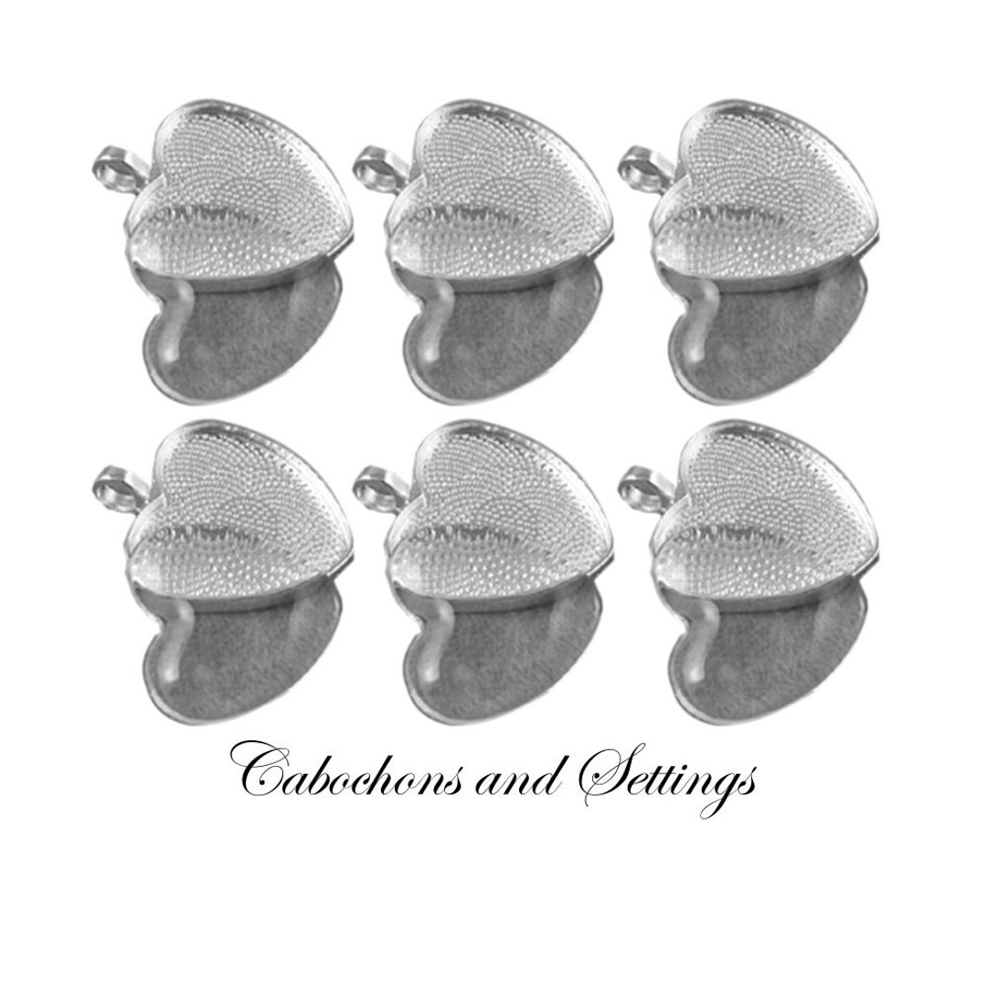 25mm Shiny Silver Heart Pendants With Optional Glass And/or Chain - Etsy