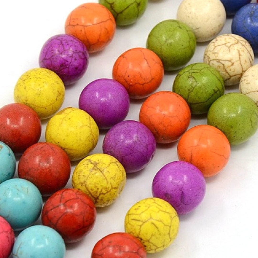Marbled Howlite Beads - 12mm Faux Turquoise Round Strand - Wholesale - Etsy