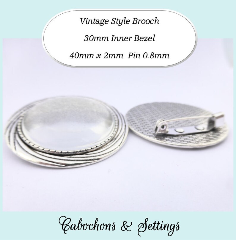 30mm Inner Bezel Brooch Setting Vintage Pin With Optional - Etsy
