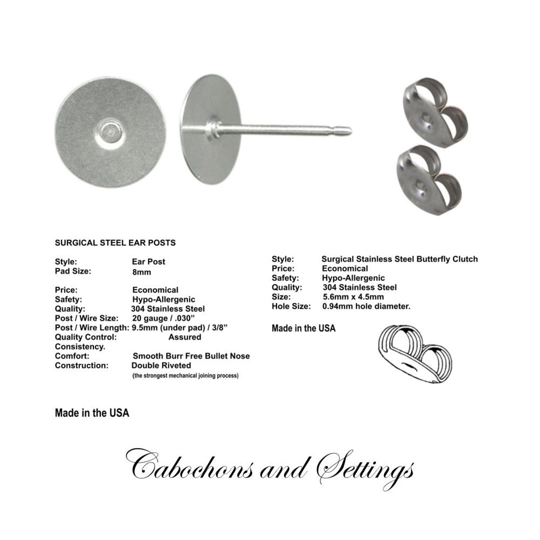 8mm Pad Stud With Surgical Steel Post- Made in USA - Etsy Australia