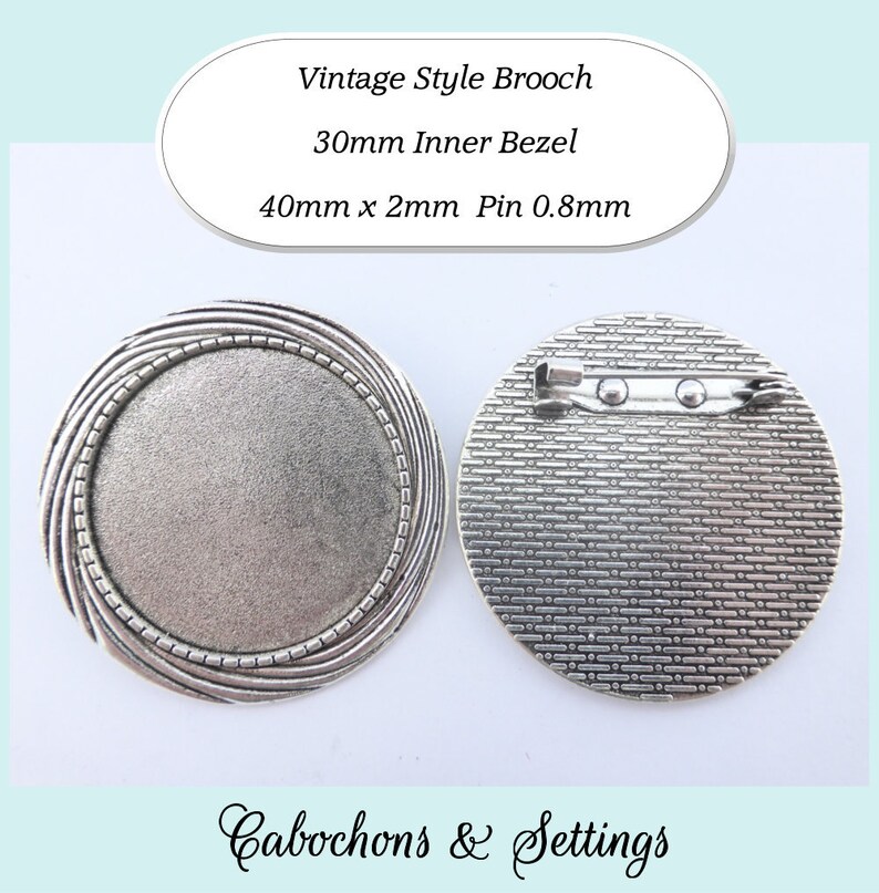 30mm Inner Bezel Brooch Setting Vintage Pin With Optional Glass - Etsy ...