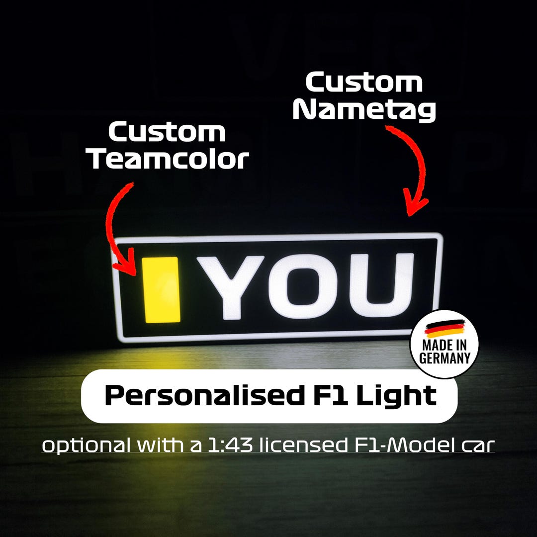 Personalised F1 LED Light Nametag | Gift for Formula 1 Fans | Lightbox ...