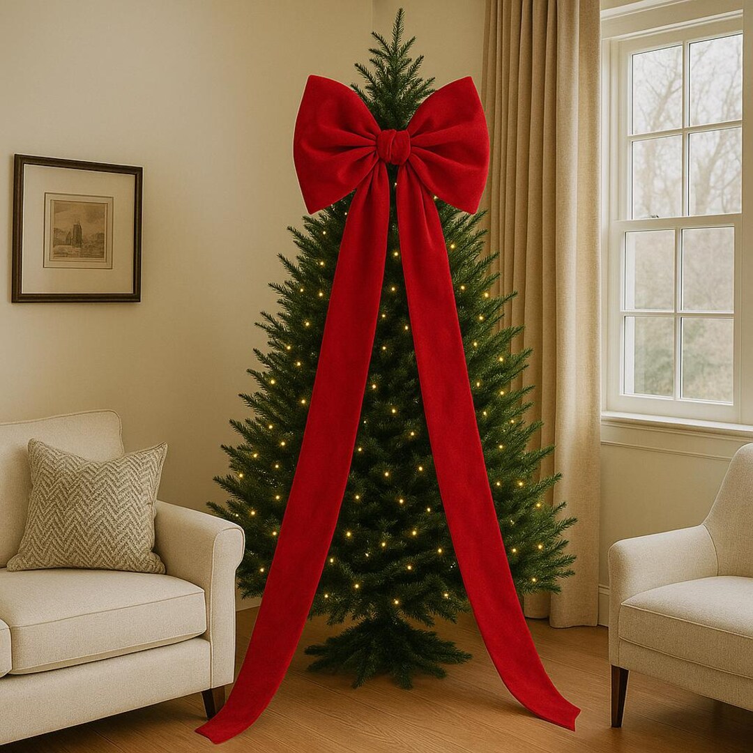 Giant Satin Christmas Tree Bow – Extra Large Holiday Topper - Etsy