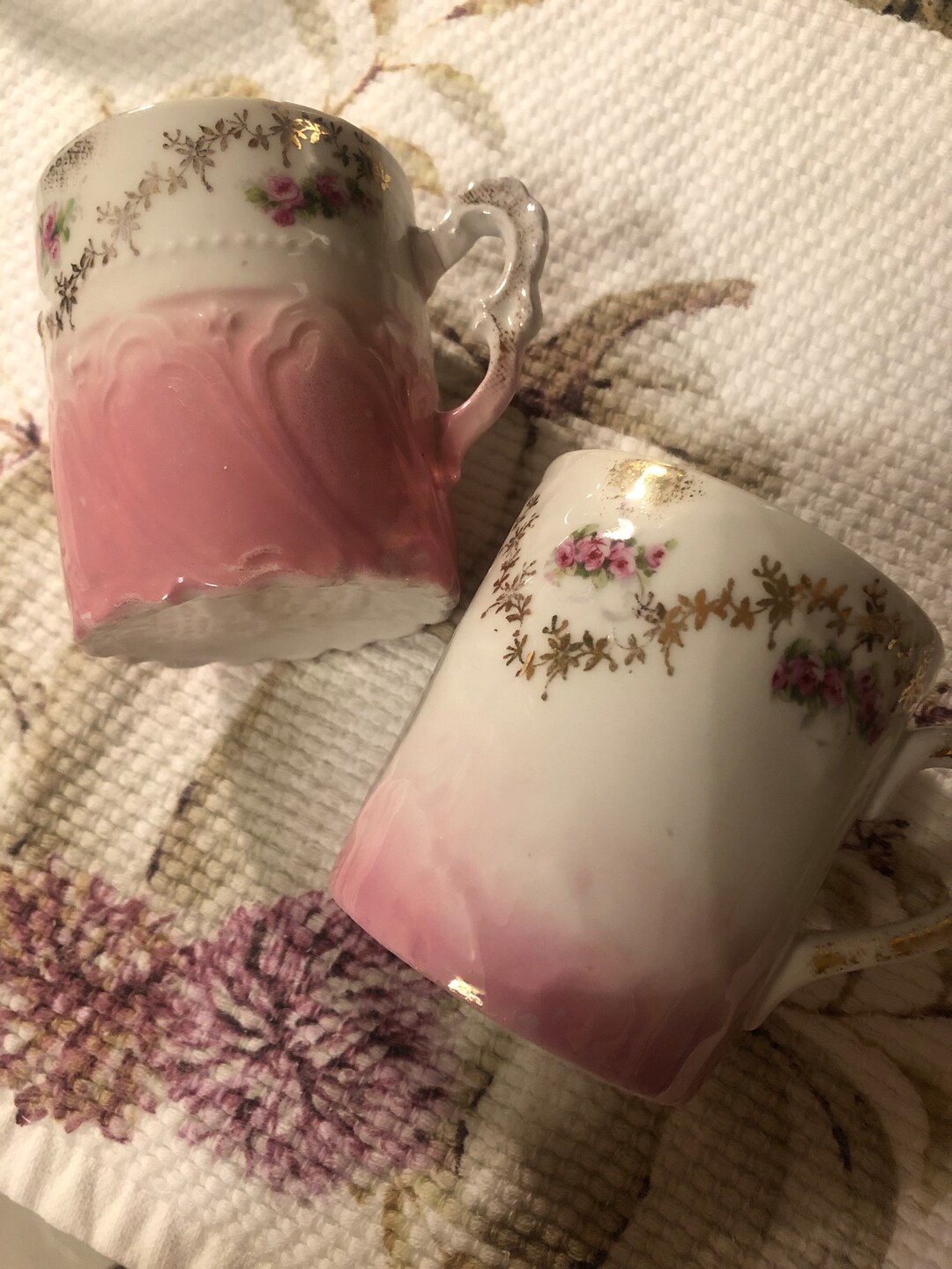 Antique Shabby Chic Cottage Pink Rose Mugs - Etsy
