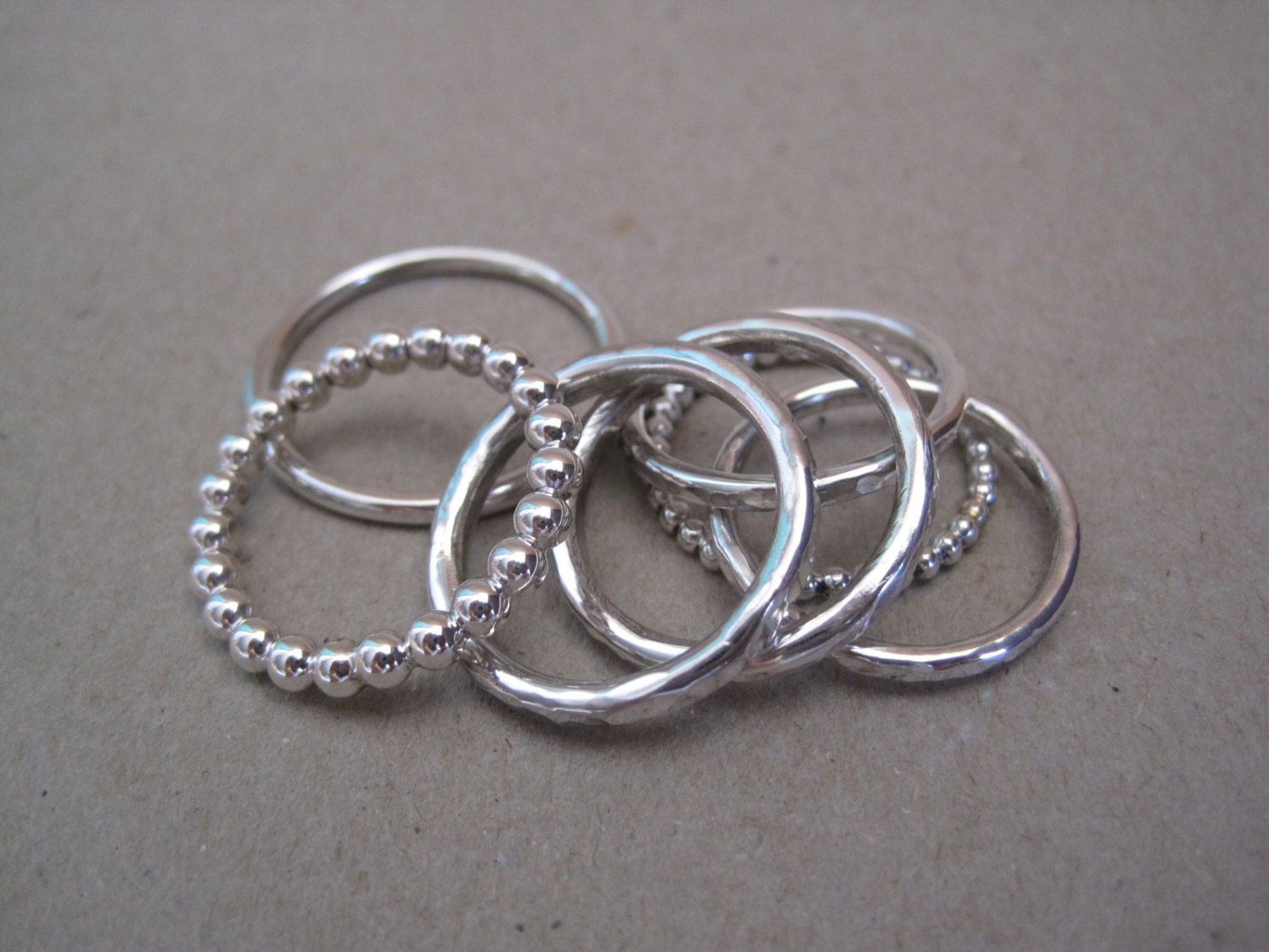 Sterling Silver Beaded Stacking Ring Made to Order | Etsy