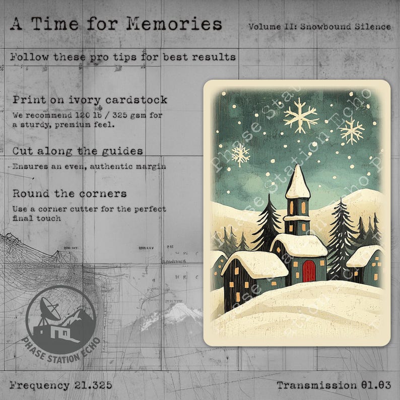 Printable Holiday Cards | Curated Winter Folk Art Village Scenes for ...