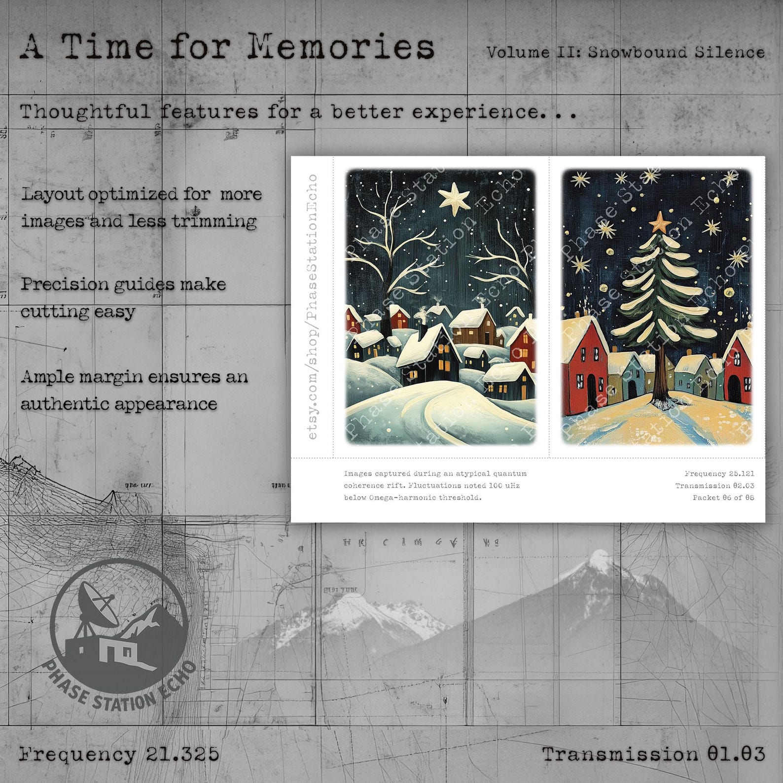 Printable Holiday Cards | Curated Winter Folk Art Village Scenes for ...