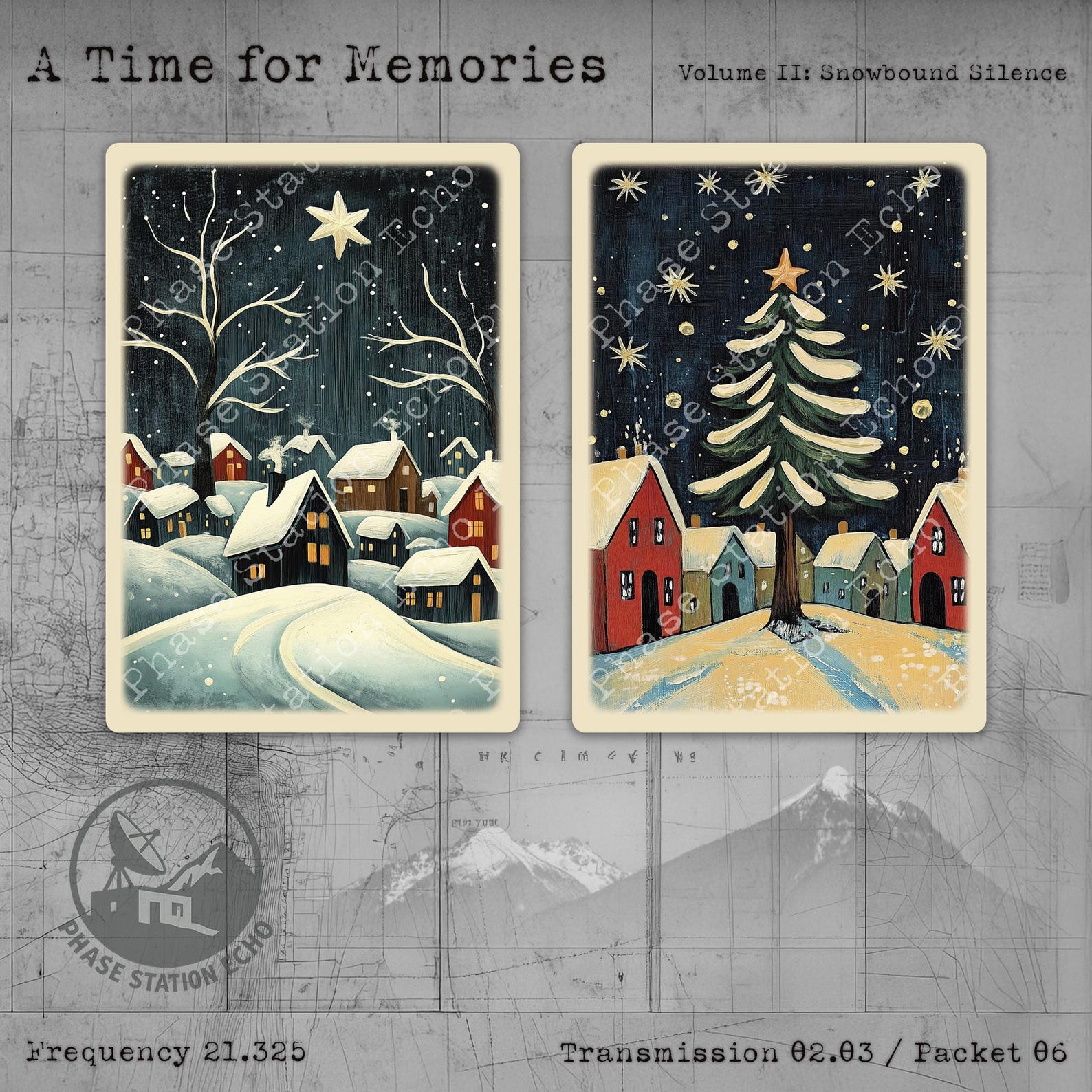 Printable Holiday Cards | Curated Winter Folk Art Village Scenes for ...
